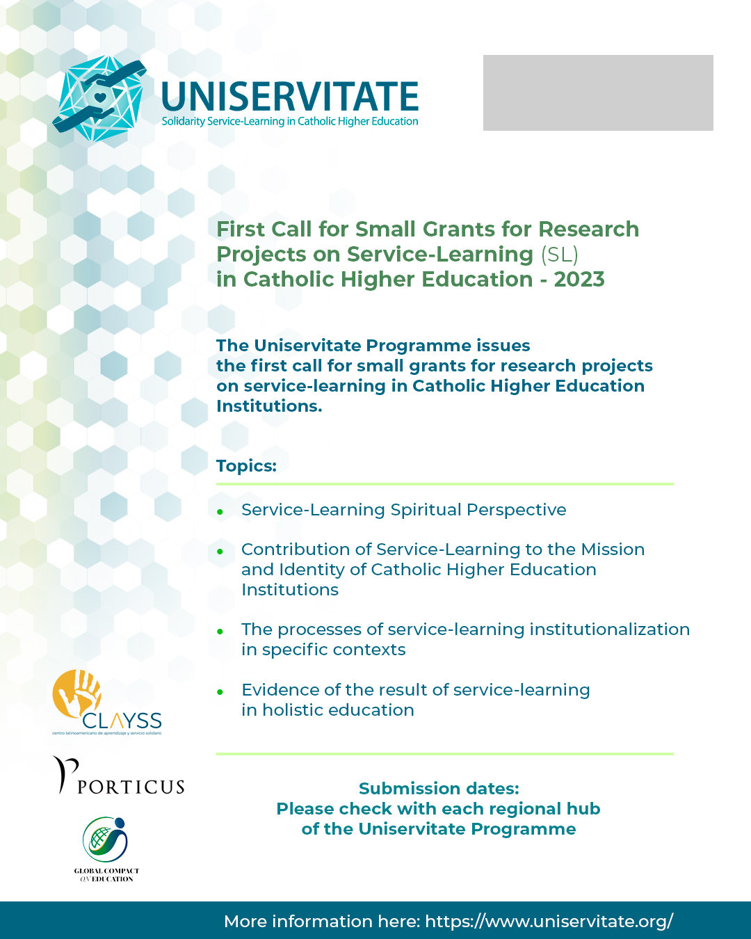 First call for Small Grants for Research Projects on service-learning ...
